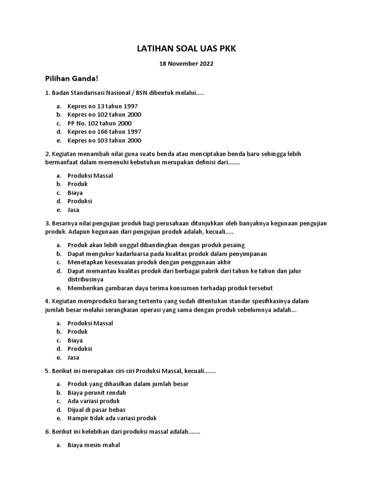 Latihan Uas PKK | PDF