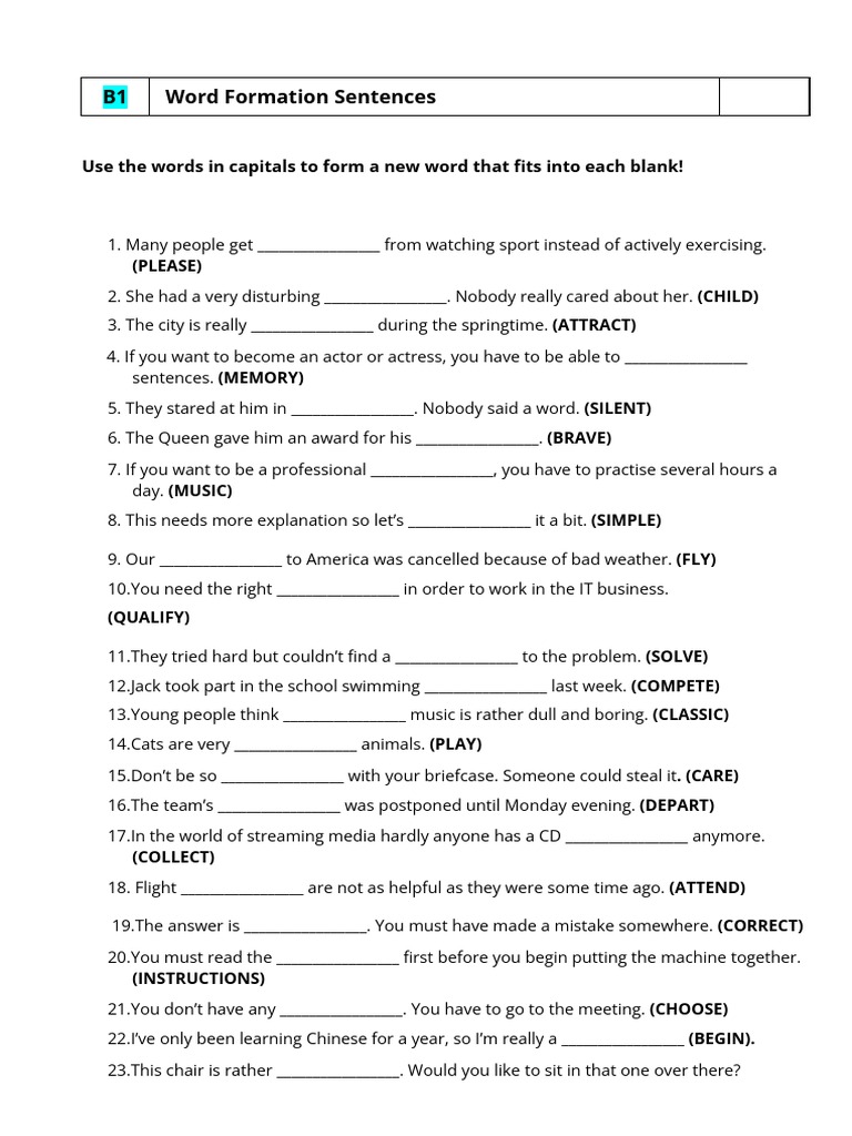 Word-Formation-Sentences - Practice English | PDF