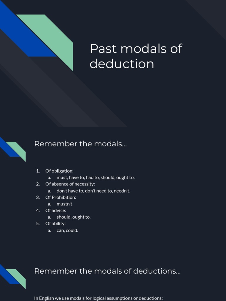 Modal Verbs for Deductions about the Past: Exploring the Uses of Must ...
