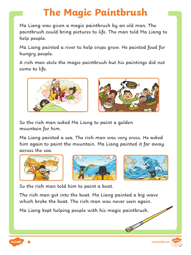 The Magic Paintbrush Differentiated Reading Comprehension - English ...