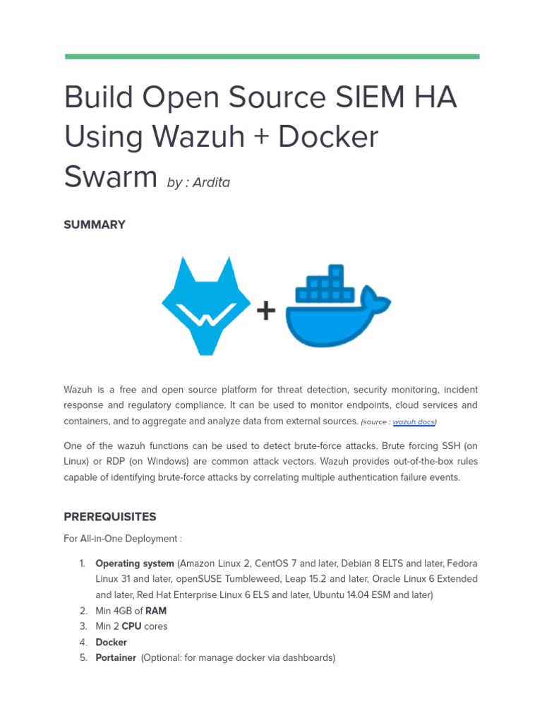 Build Open Source SIEM HA Using Wazuh Docker | PDF | Linux | Operating System