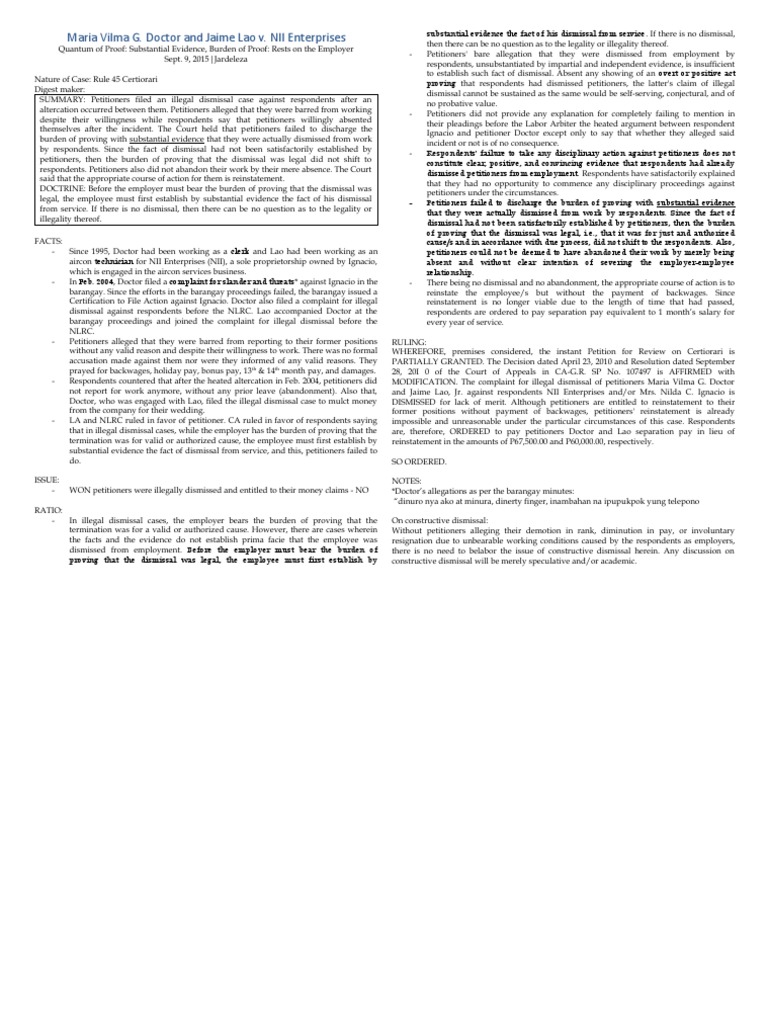 Doctor V NII Ent | PDF | Burden Of Proof (Law) | Evidence (Law)