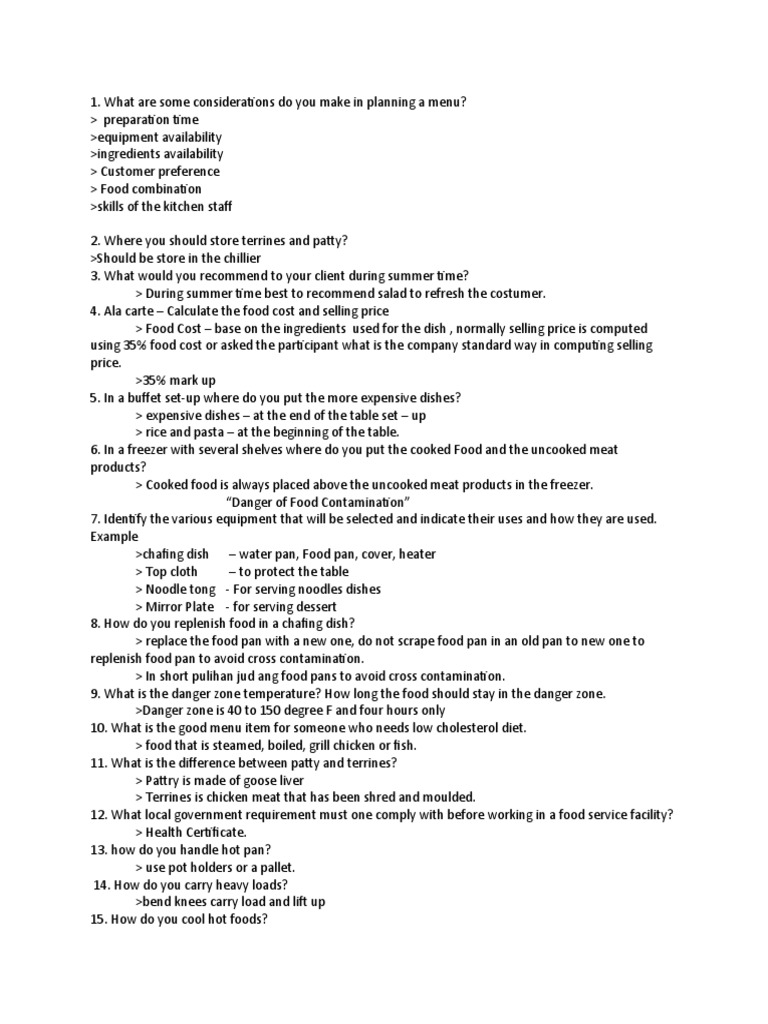 Suggested Question and Answers For NC3 | PDF | Foods | Vegetables