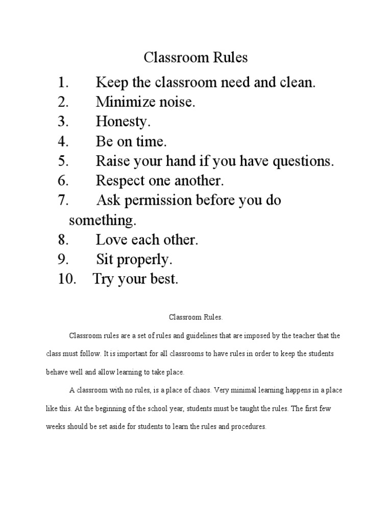 Classroom Rules | PDF