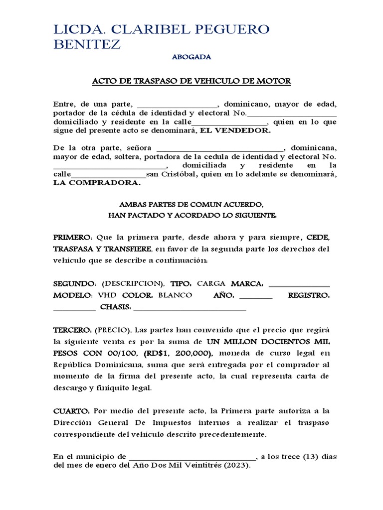 Modelo Traspaso | PDF