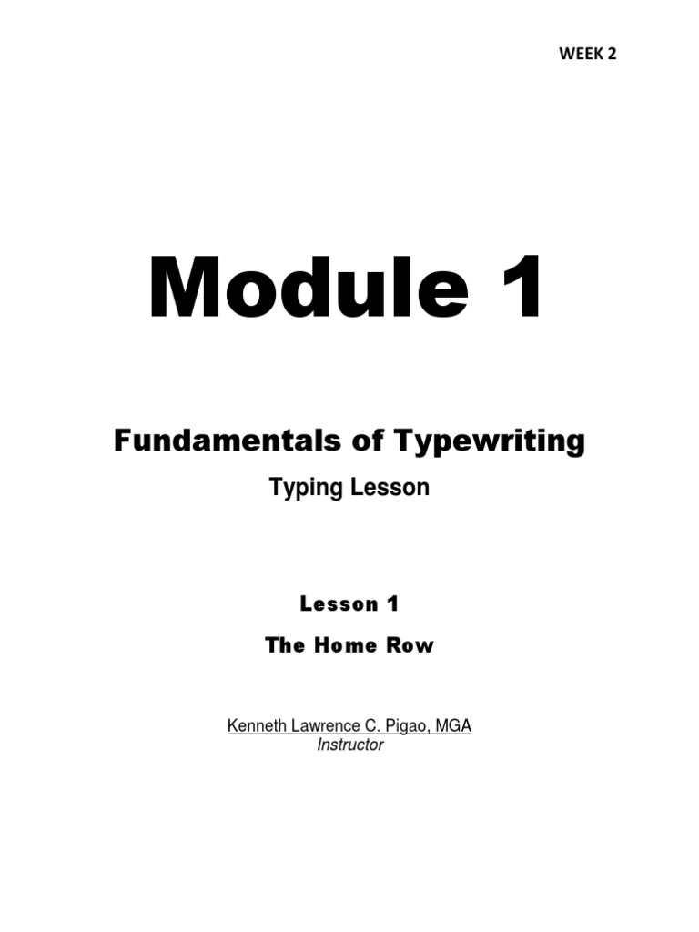 Module 1 Typing Lesson (Lesson 1 - The Home Row) | PDF | Tools ...