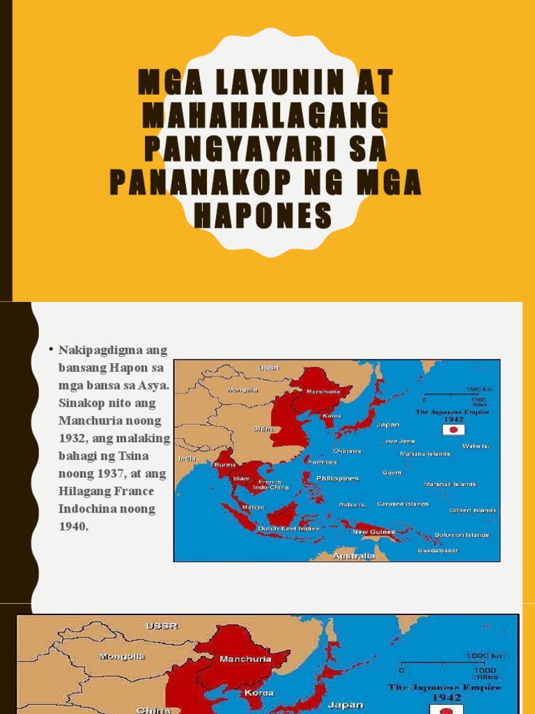 Mga Layunin at Mahahalagang Pangyayari Sa Pananakop NG Mga Hapones | PDF