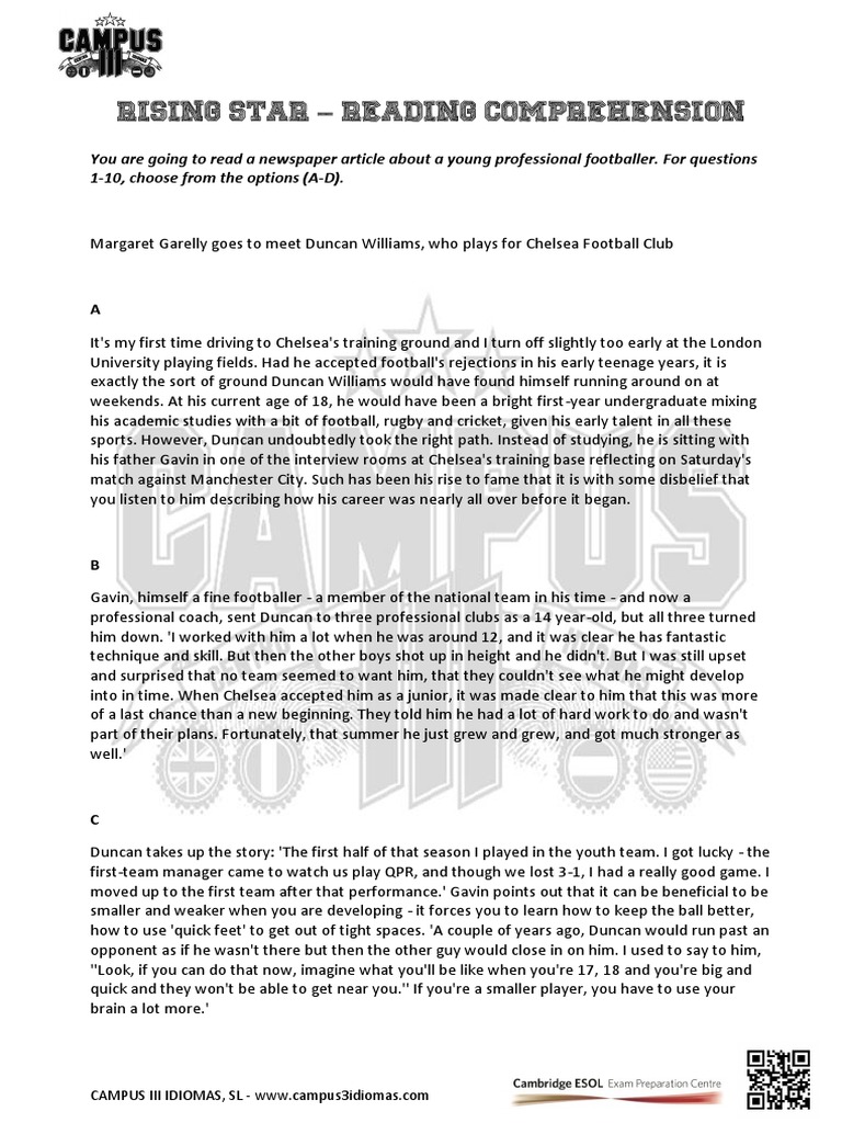 B2 - Reading and Use of English Part 7 - Rising Star | PDF