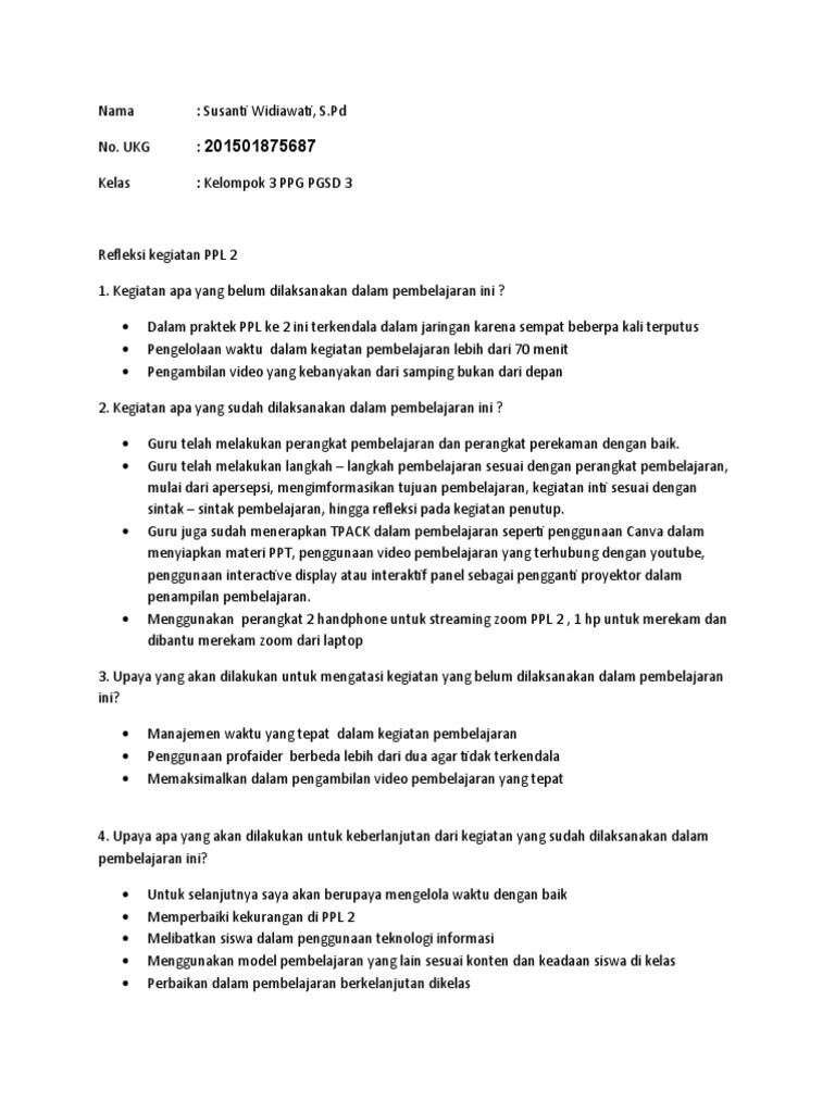 Refleksi PPL 2 | PDF