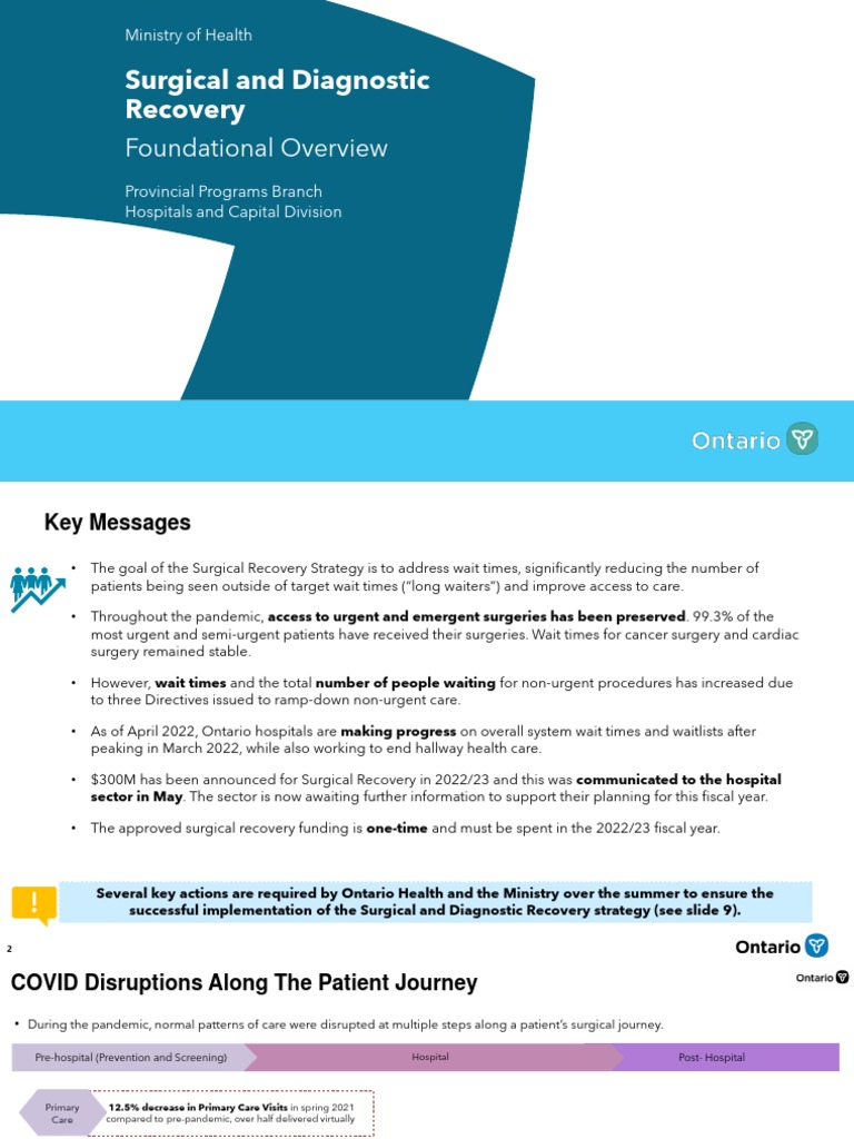 Ontario Surgical and Diagnostic Recovery | PDF | Surgery | Hospital
