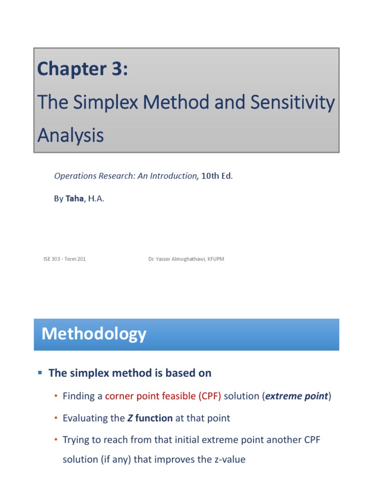 The Simplex Method and Sensitivity Analysis: An Introduction to ...