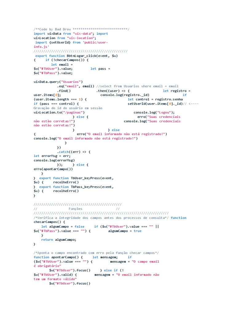 Sistema de Login Com Wix Code - Code by Bad Drow | PDF | Ciberguerra ...