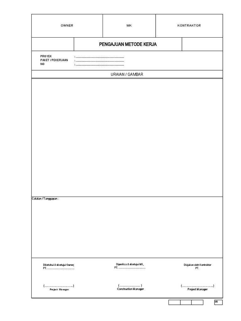 SMM - dcc.FML-PRO.05 - Pengajuan Metode Kerja (R.00) - 080314cec | PDF