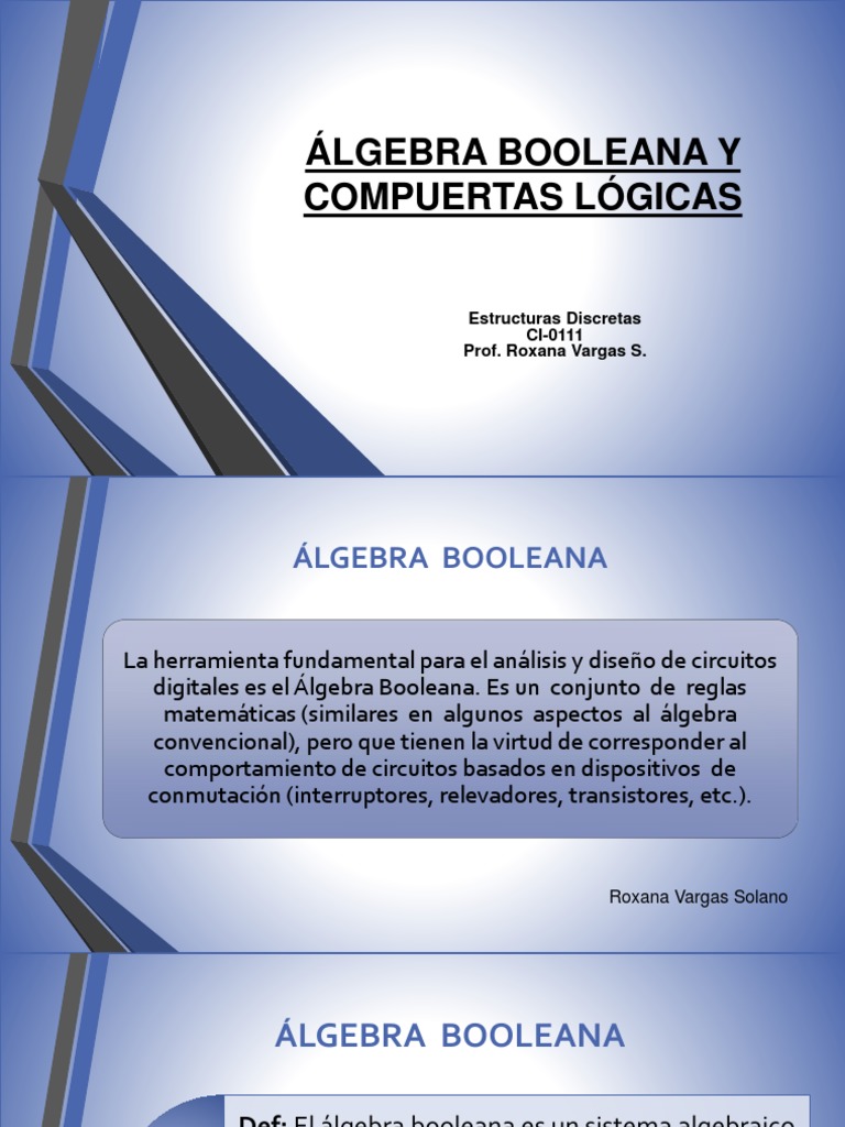 Álgebra Booleana CI0111 | PDF | Puerta lógica | Álgebra de Boole