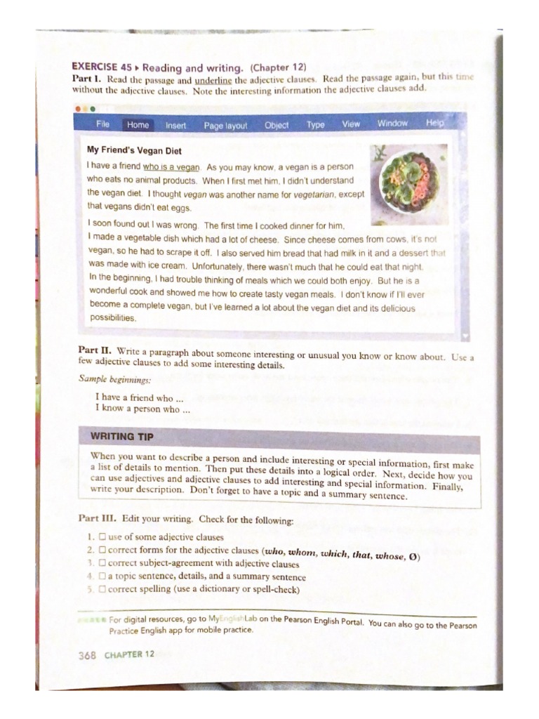 EXERCISE 45 M Reading and Writing. (Chapter 12) | PDF