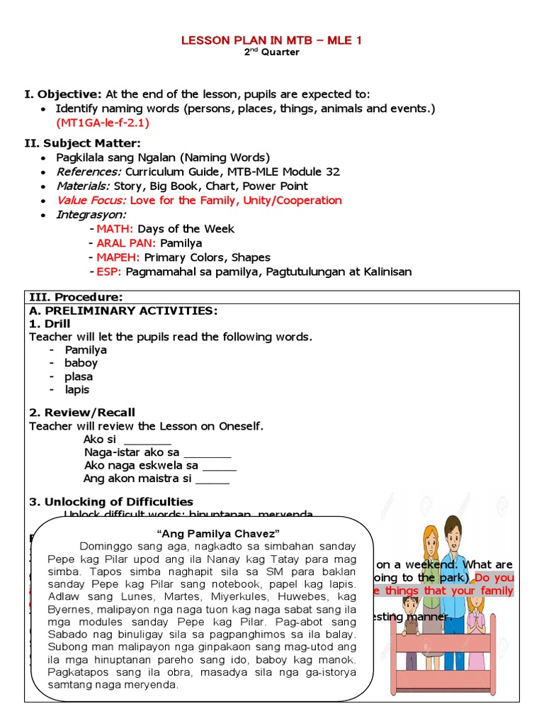 Lesson Plan MTB 1 | PDF