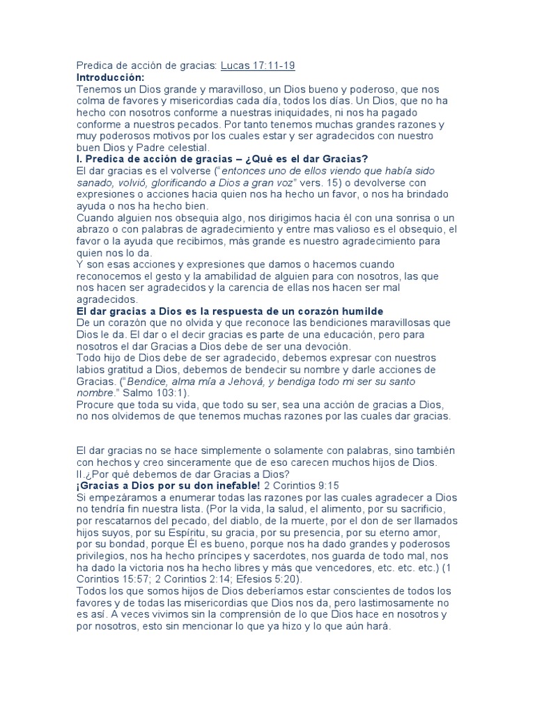 Predica de acción de gracias | PDF | Dios | Pecado