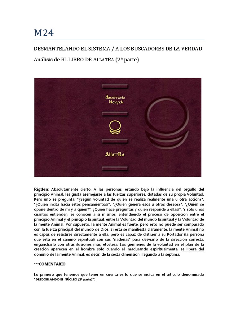 M24 - Análisis de EL LIBRO DE ALLATRA (2º Parte) | PDF | Vida | Importar