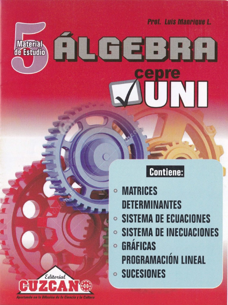 Folleto Cepre Uni Algebra 5 | PDF | Sistema de ecuaciones lineales | Ecuaciones