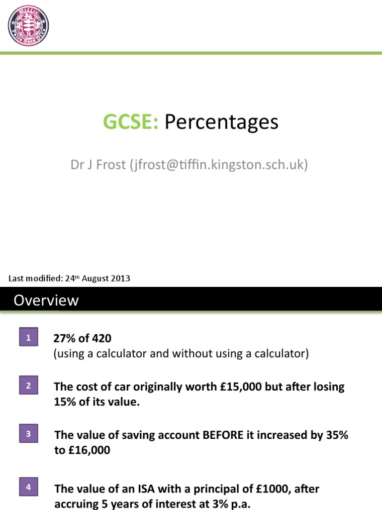 G7 Math W3 Percentages | PDF | Interest | Value Added Tax