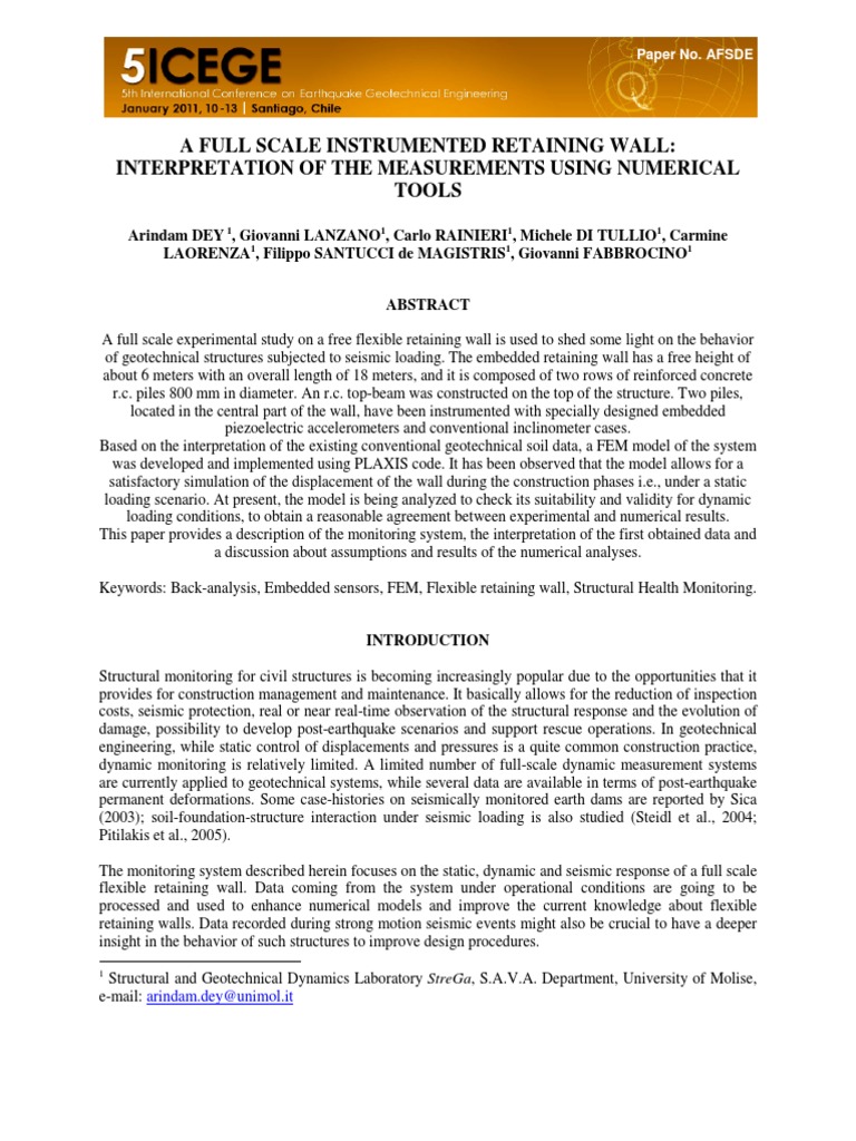 Interpreting Measurements from a Full-Scale Instrumented Retaining Wall Using Numerical Modeling ...