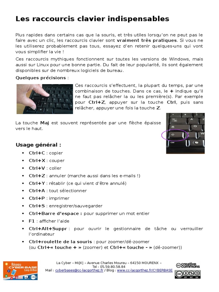 Les Raccourcis Clavier | PDF | Raccourci clavier | Clavier d'ordinateur