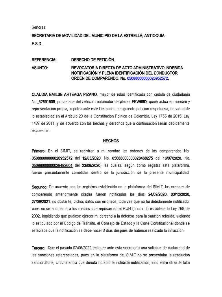 Revocatoria Directa La Estrella | PDF | Debido al proceso | Ley Pública