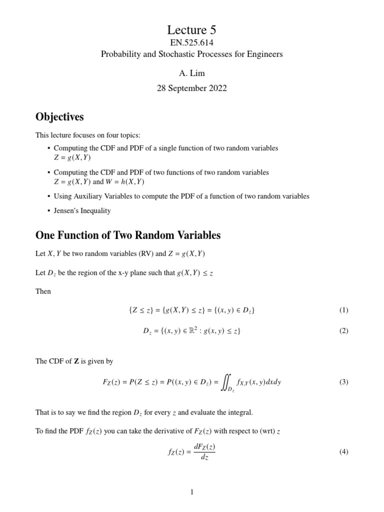 Functions of Random Variables | PDF