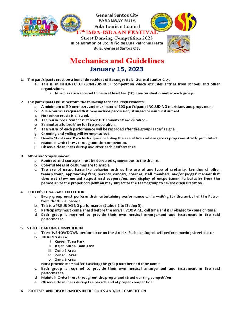 17th Isda Isdaan Festival MECHANICS 2023 | PDF | Performing Arts