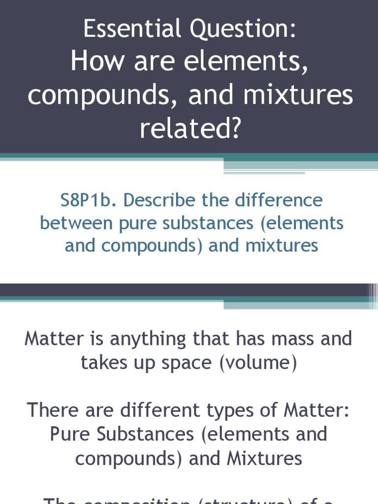 Elements Compounds Mixtures | PDF | Mixture | Chemical Substances