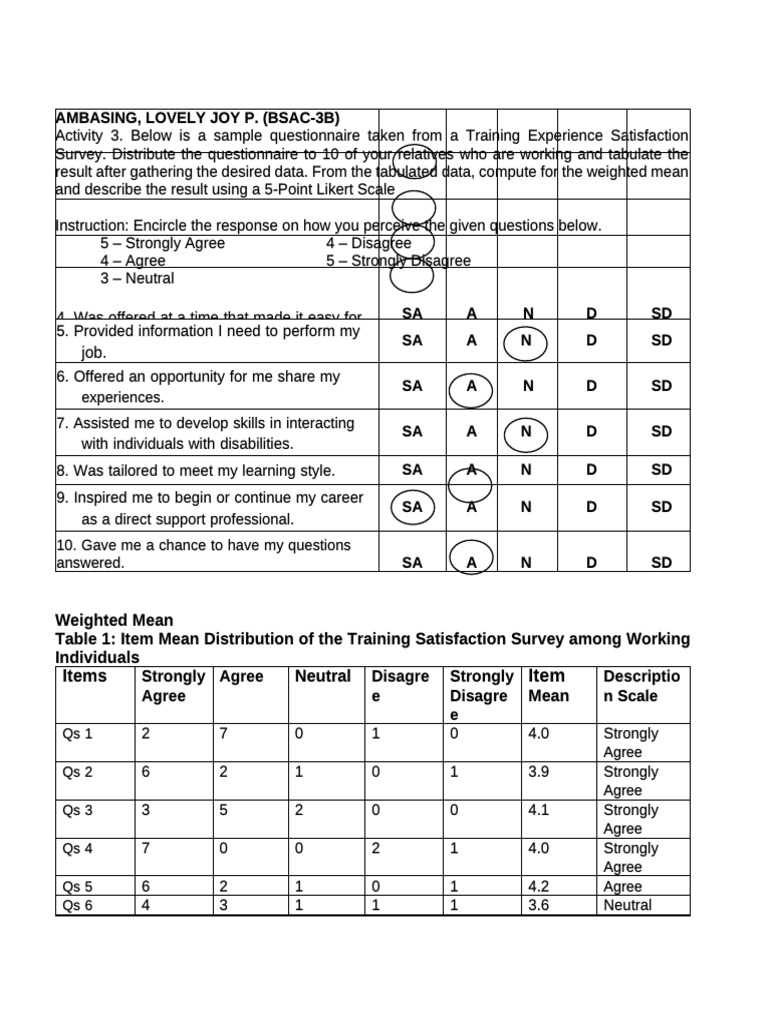ACTIVITY 3&4 (1) | PDF | Survey Methodology | Mean