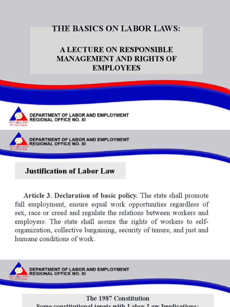 Basics On Labor Laws | PDF | Employment | Labour Law