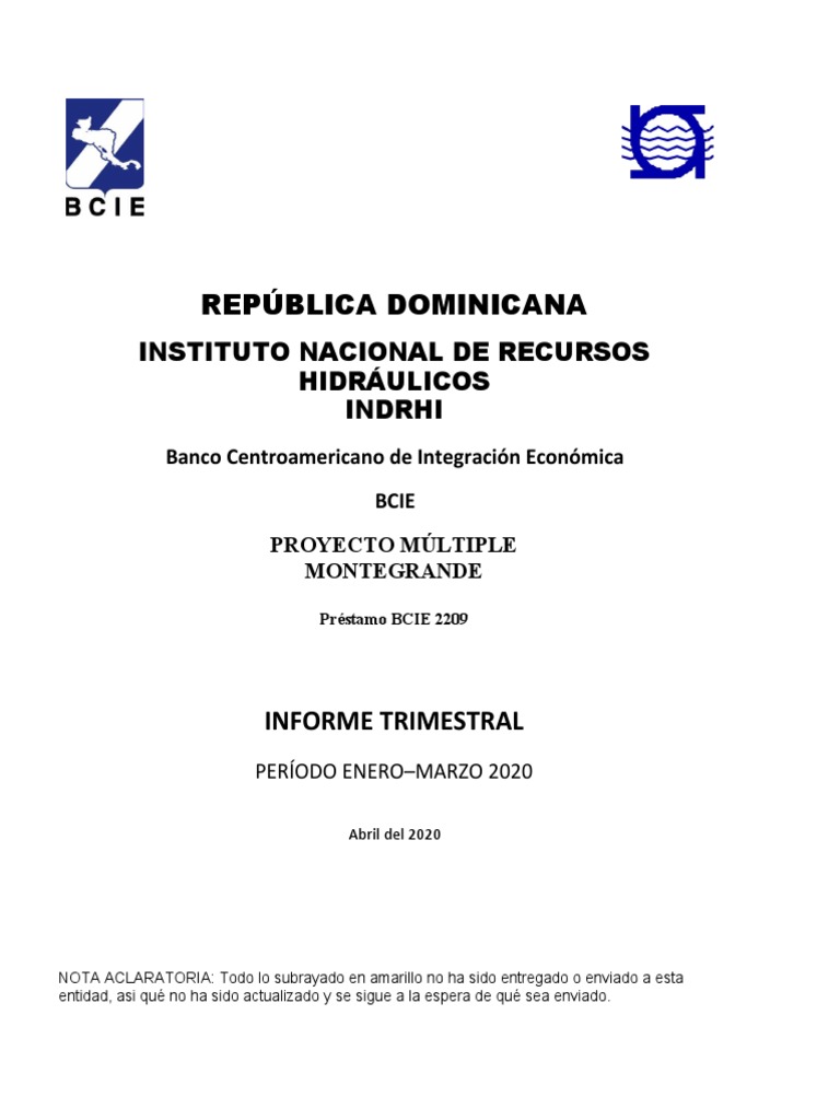 Informe Trimestral Proyecto Multiple Montegrande Ene-Mar 2020 | PDF | Hidroelectricidad | Represa