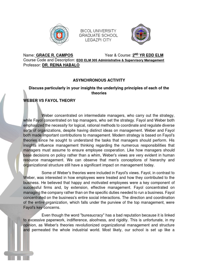 Asynchronous Activity - Campos, Grace | PDF | Max Weber | Theory