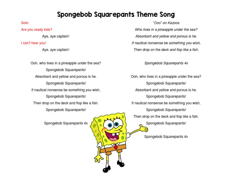 Spongebob Squarepants Theme Song By Spongebob Squarepants SpongeBob