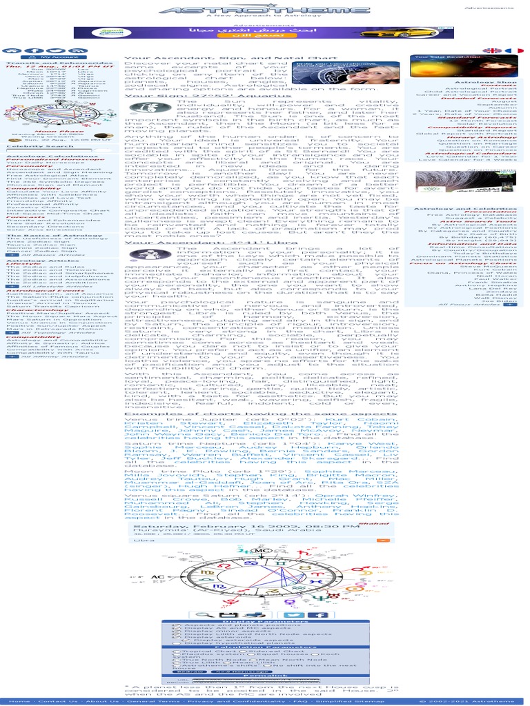 Your Horoscope, Astrological Sign, Ascendant, and Natal Chart With ...