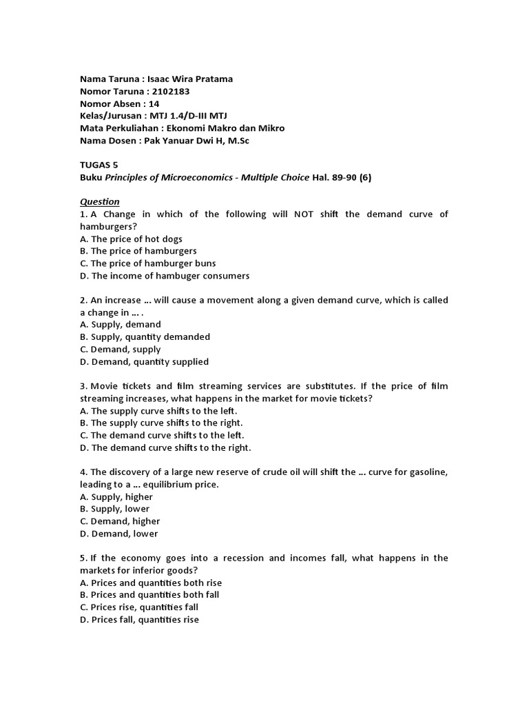 Tgs Eko Principles of Eco Isaac Wira Pratama | PDF