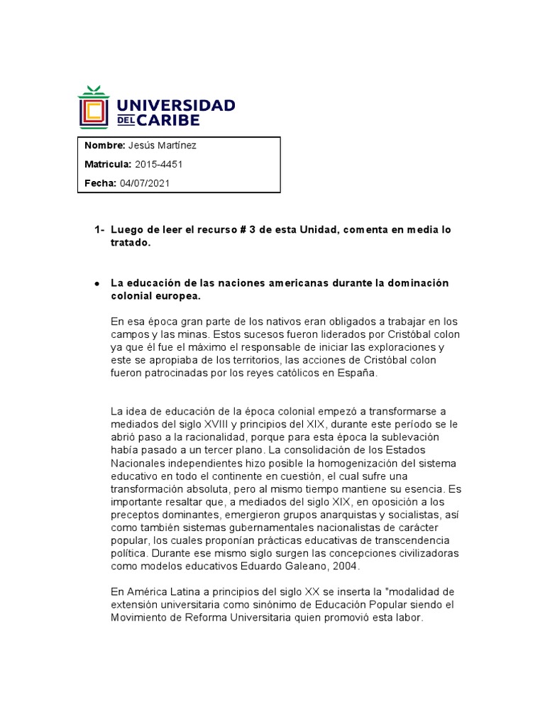 Unidad 2 Actividad 2. Filosofilosofia de La Edc Jesus Martinez. | PDF