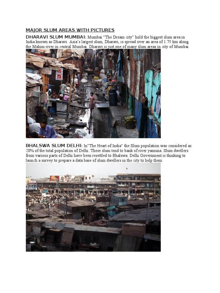 Major Slum Areas With Pictures | PDF | Slum | Urban Planning