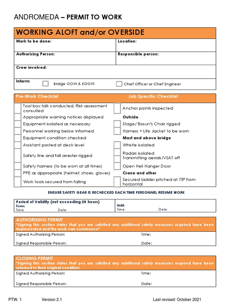 Permit To Work Forms | PDF | Personal Protective Equipment | Electrician