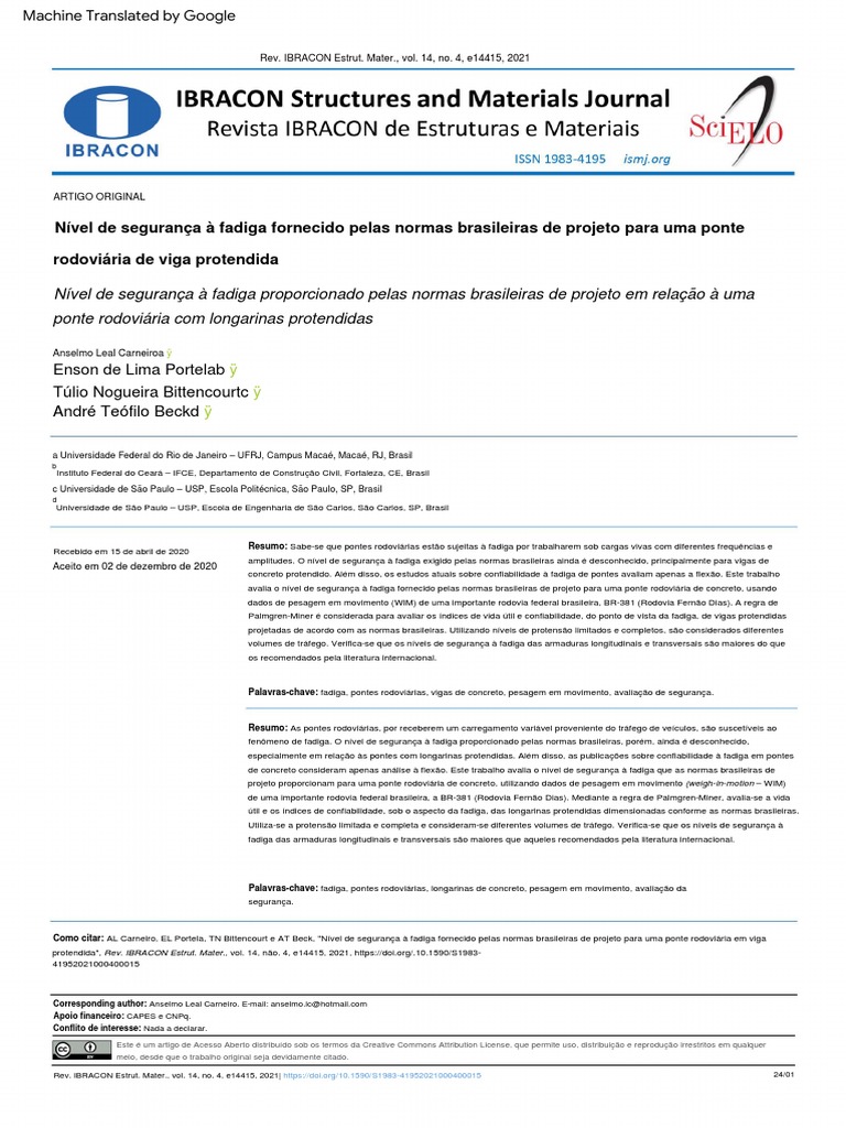 Fatigue Safety Level Provided by Brazilian Design Standards For | PDF ...