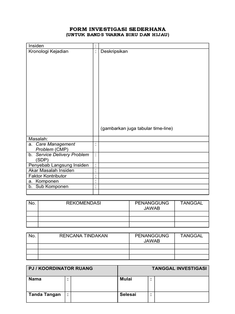 PMKP 1 EP 4 Form Investigasi Sederhana | PDF
