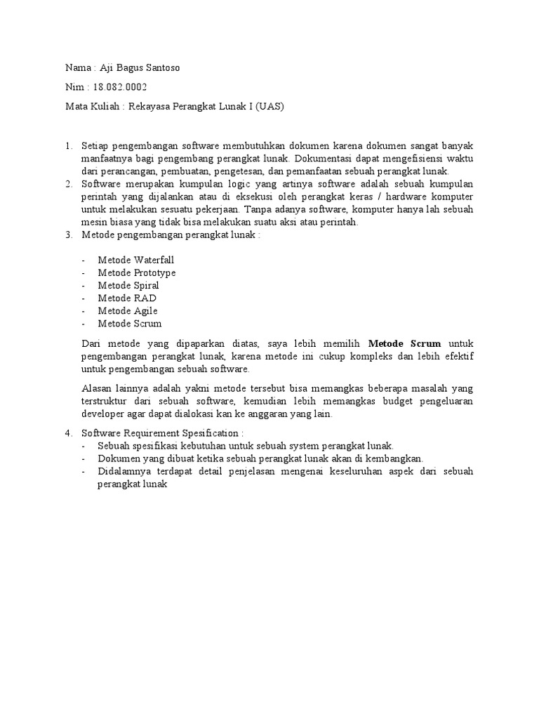 Aji Bagus Santoso Sore Uas Rpl1 | PDF