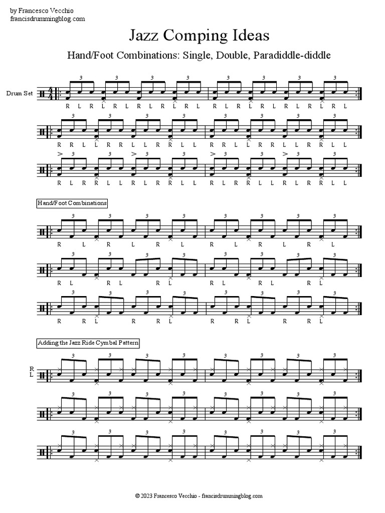 Jazz Comping Ideas - Hand/Foot Combinations: Single, Double, Paradiddle ...