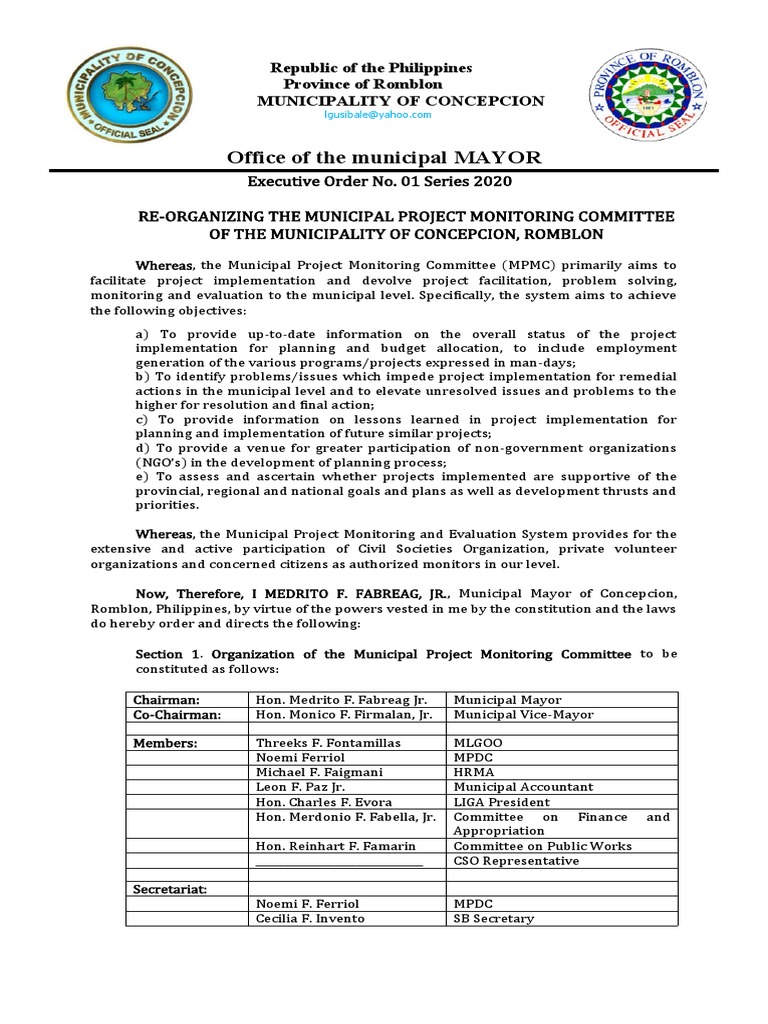 Municipal Project Monitoring Committee (MPMC) | PDF | Monitoring And Evaluation | Non ...