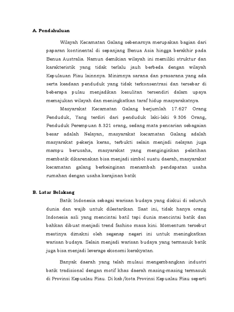 Proposal Bantuan Pelatihan Membatik | PDF | Griya & Taman