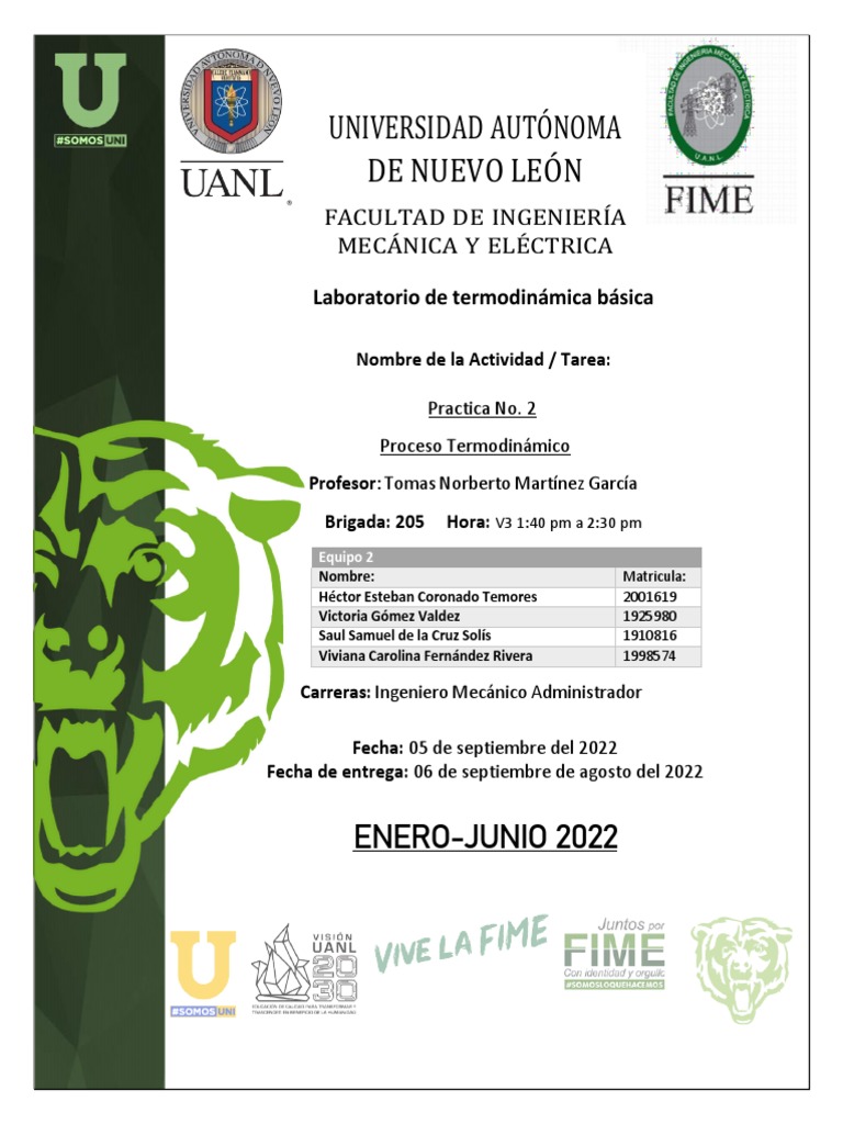 Equipo 2 - Practica 2 - Lab Termo | PDF