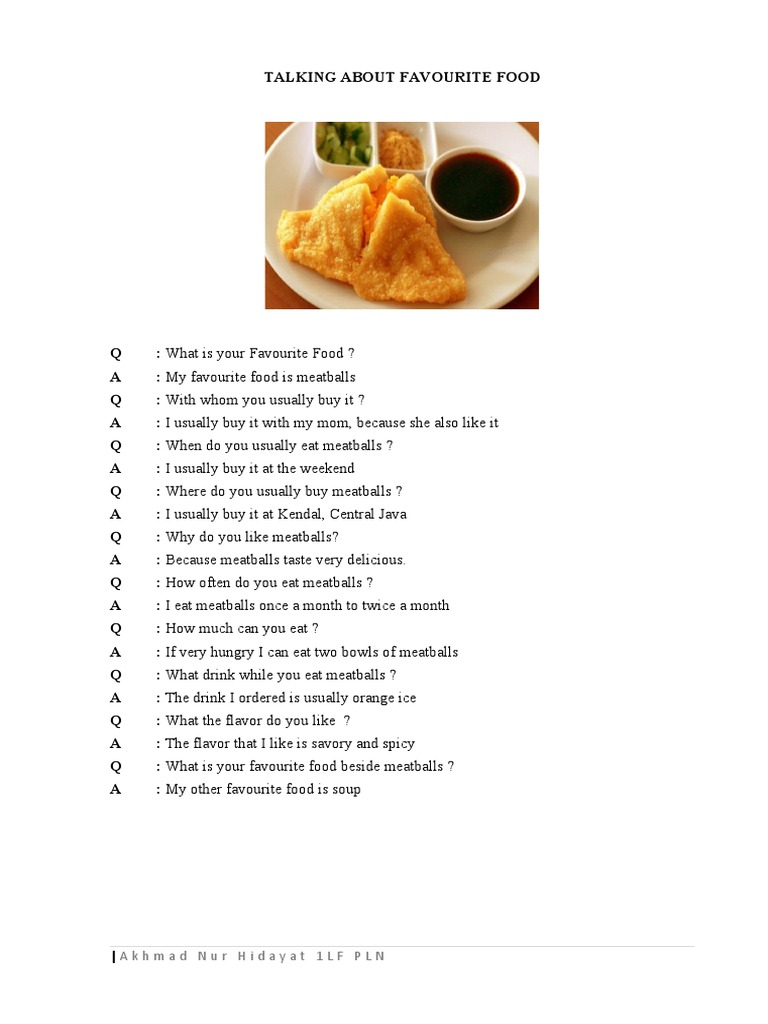 Talking About Favourite Food | PDF | Manufactured Goods | Equipment