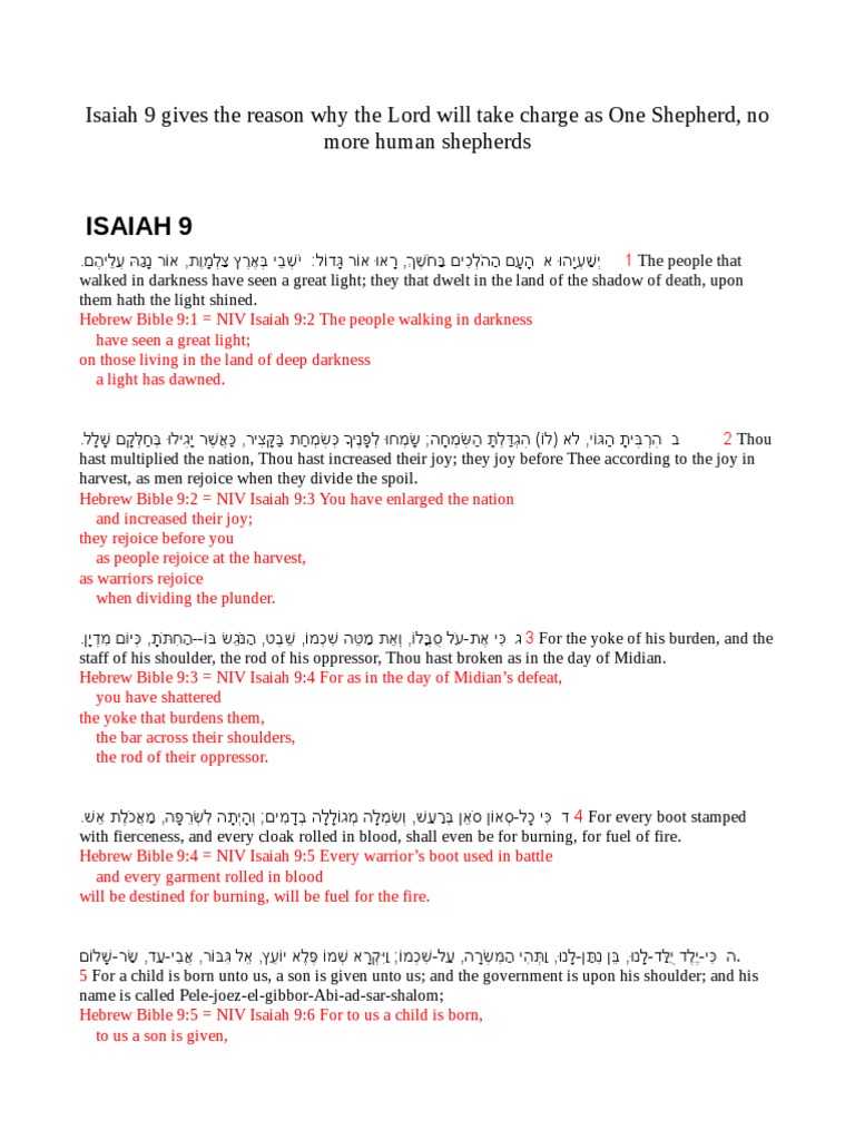 Isaiah 9 Gives The Reason Why The Lord Will Take Charge As One Shepherd, No More Human Shepherds ...