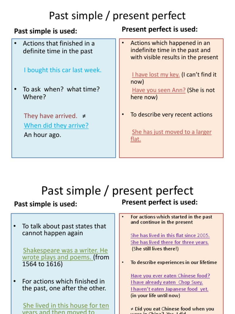Pasado Simple Vs Presente Perfecto | PDF